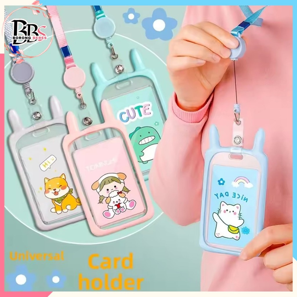 Jual BORES Name Tag Lanyard Gantungan Kartu Motif Kucing Kelinci Akses ...