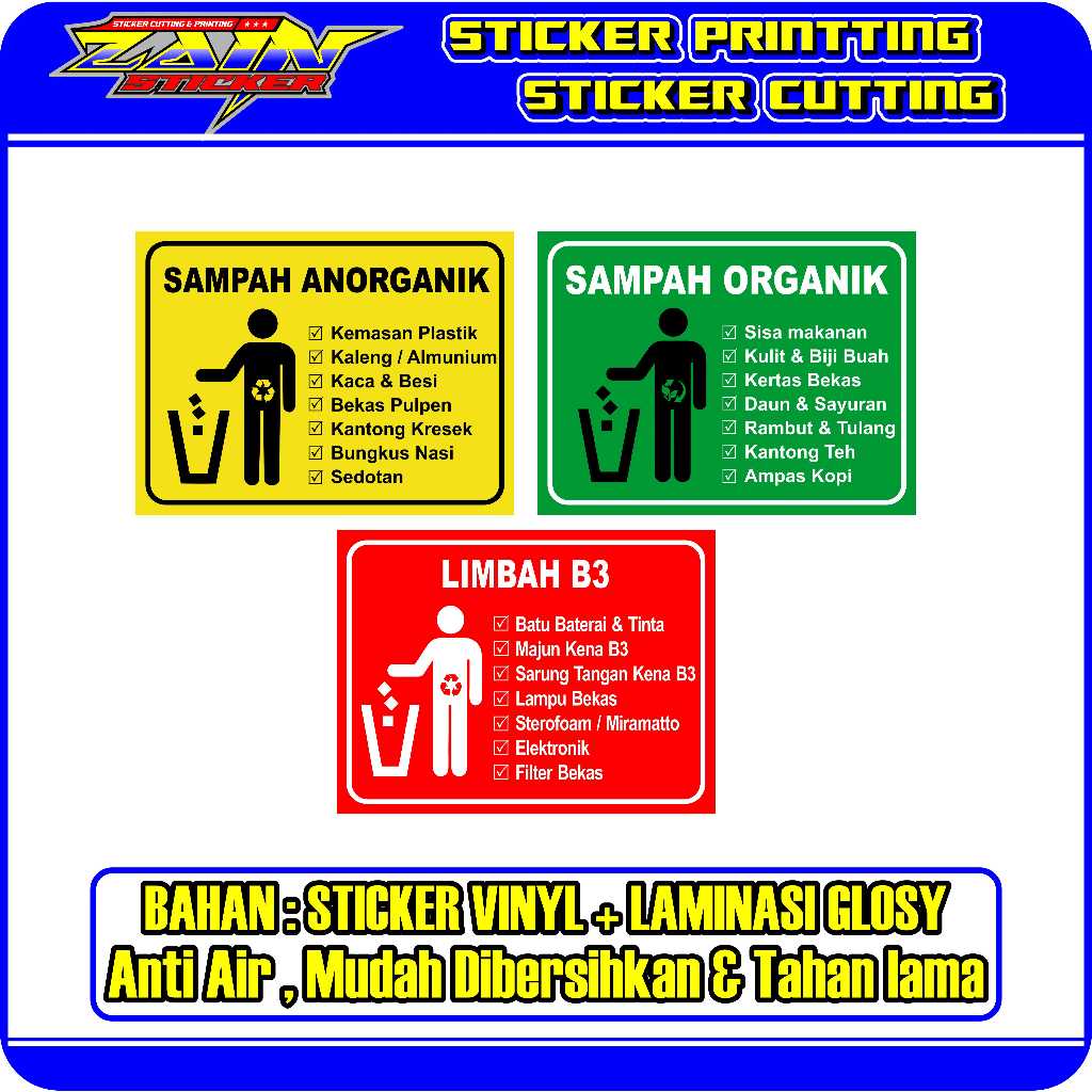 Jual Stiker Label Tempat Sampah, Stiker Sampah Organik, Stiker Sampah ...