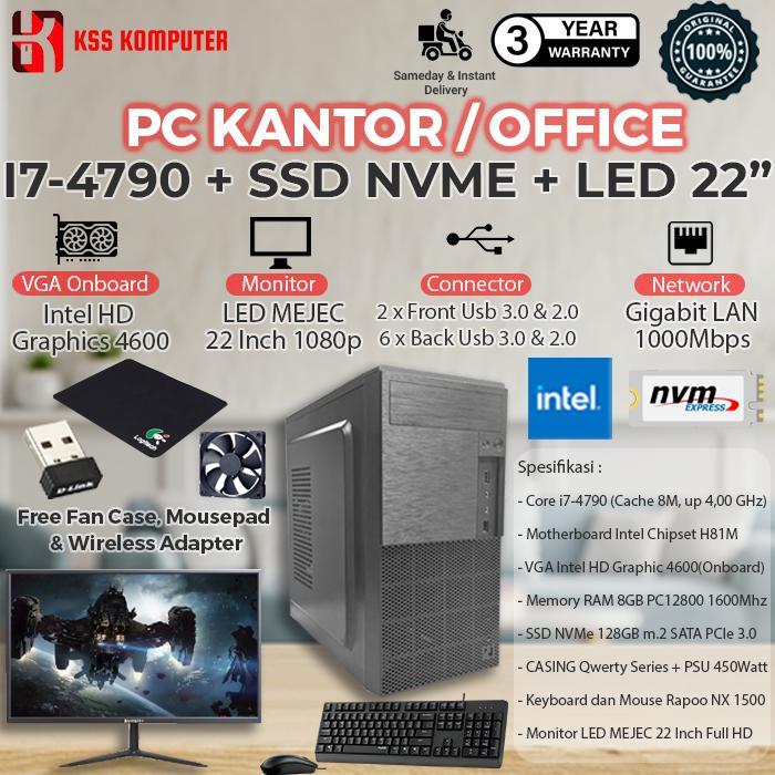 Jual [Baru] PC Rakitan Core i7 + SSD NVME + Monitor 22 Inch Cocok Buat Kantor | Shopee Indonesia
