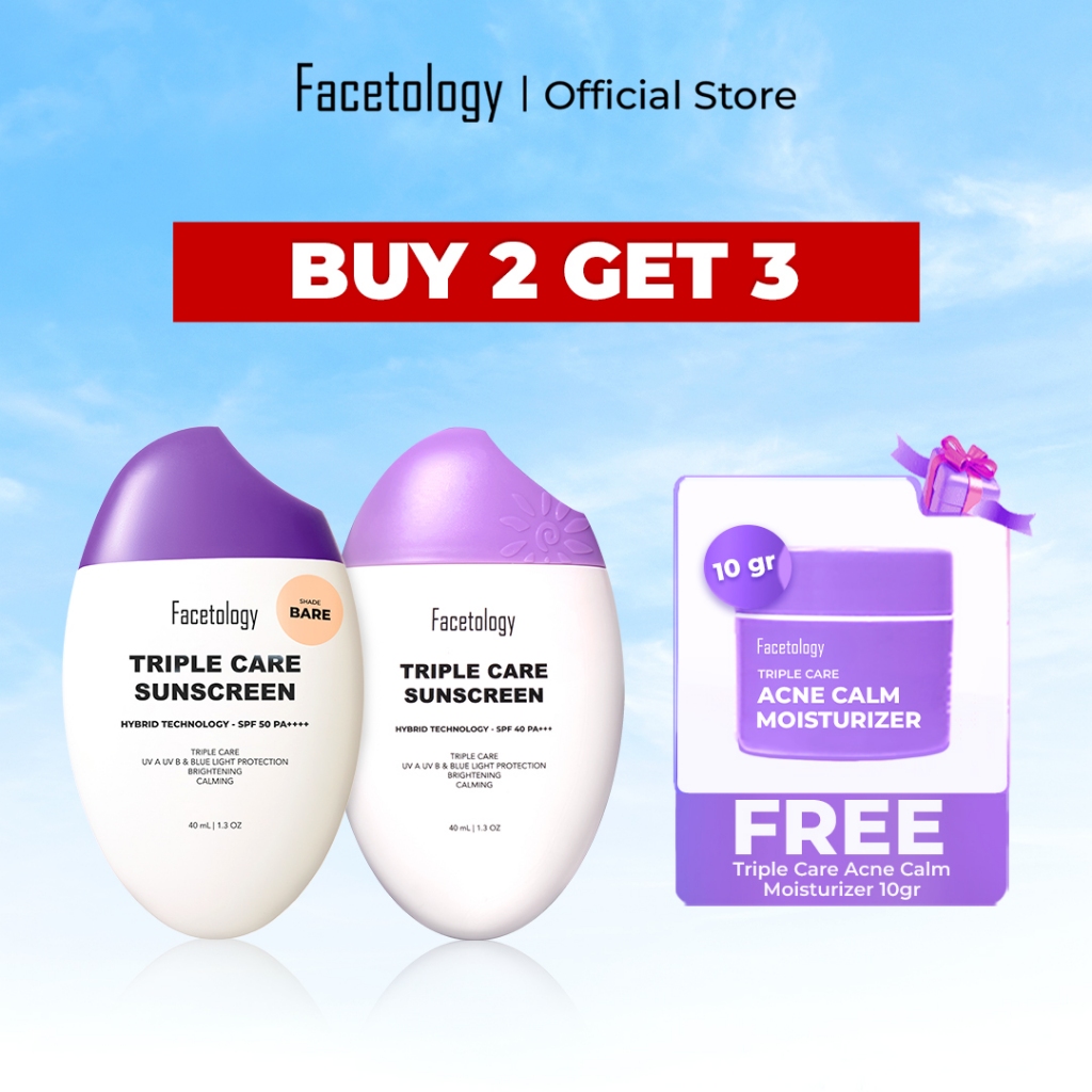 Jual [Free Acne Calm Moist 10ml Pot] Facetology Bundling Triple Care ...