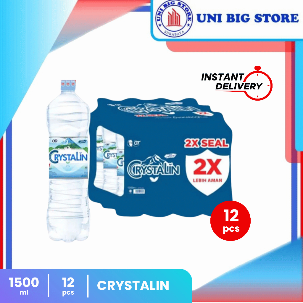 Jual Crystalin PH 8 Air Mineral 1500 ml x 12 Botol DUS Karton Crystaline | Shopee Indonesia