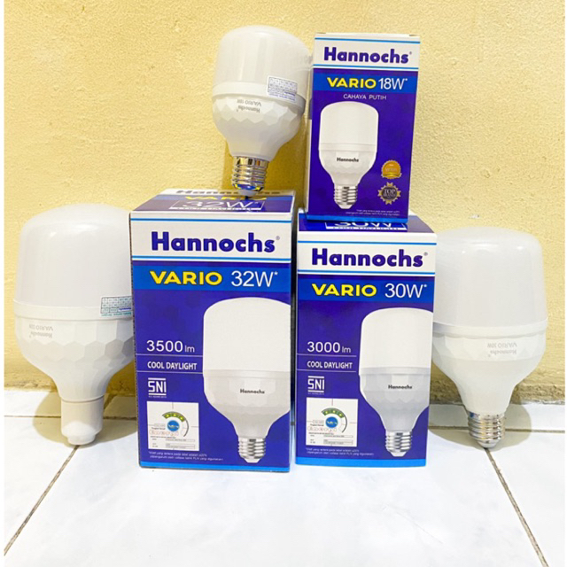 Jual Lampu Hannochs LED Bulb Vario Bohlam 6W/ 12W/ 18W/ 22W/ 30W/ 32W Warna Putih | Shopee Indonesia