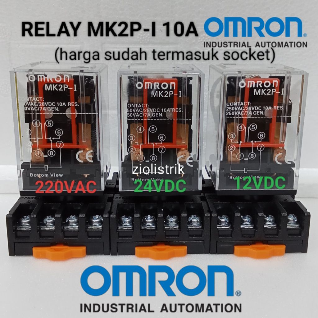 Jual Relay omron MK2 MK2P MK2P-I 220vac 8kaki 10a plus socket | Shopee Indonesia