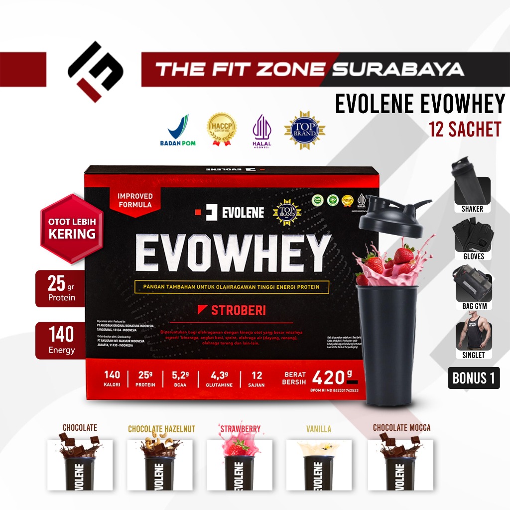 Jual EVOLENE Evowhey Protein 456 Gram (12 Sachet) Whey Protein Blend ...