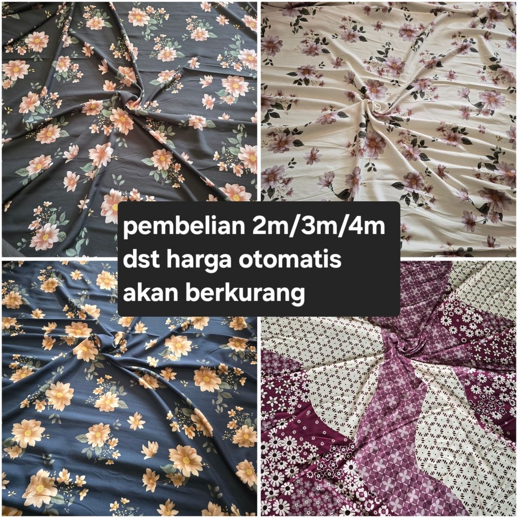 Jual Kain Katun Rayon Linen Rayon Premium motif bunga (0.5m) | Shopee ...