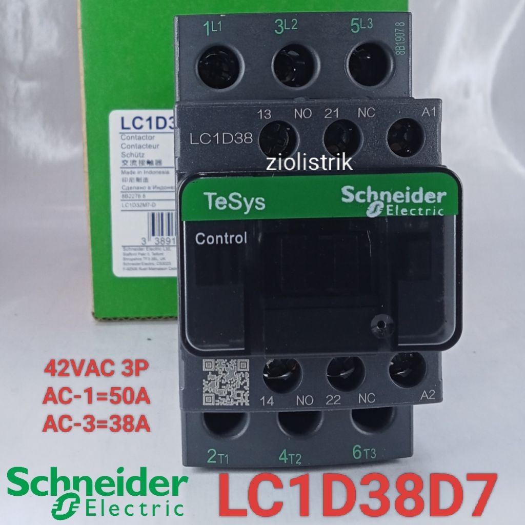 Jual Contactor Schneider LC1D38D7 / LC1D-38D7 42v 3p Kontaktor LC1D38 ...