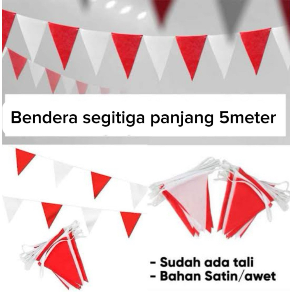 Jual Bendera segitiga renteng merah putih & warna warni 5 meter / bahan kain bendera umbul umbul ...