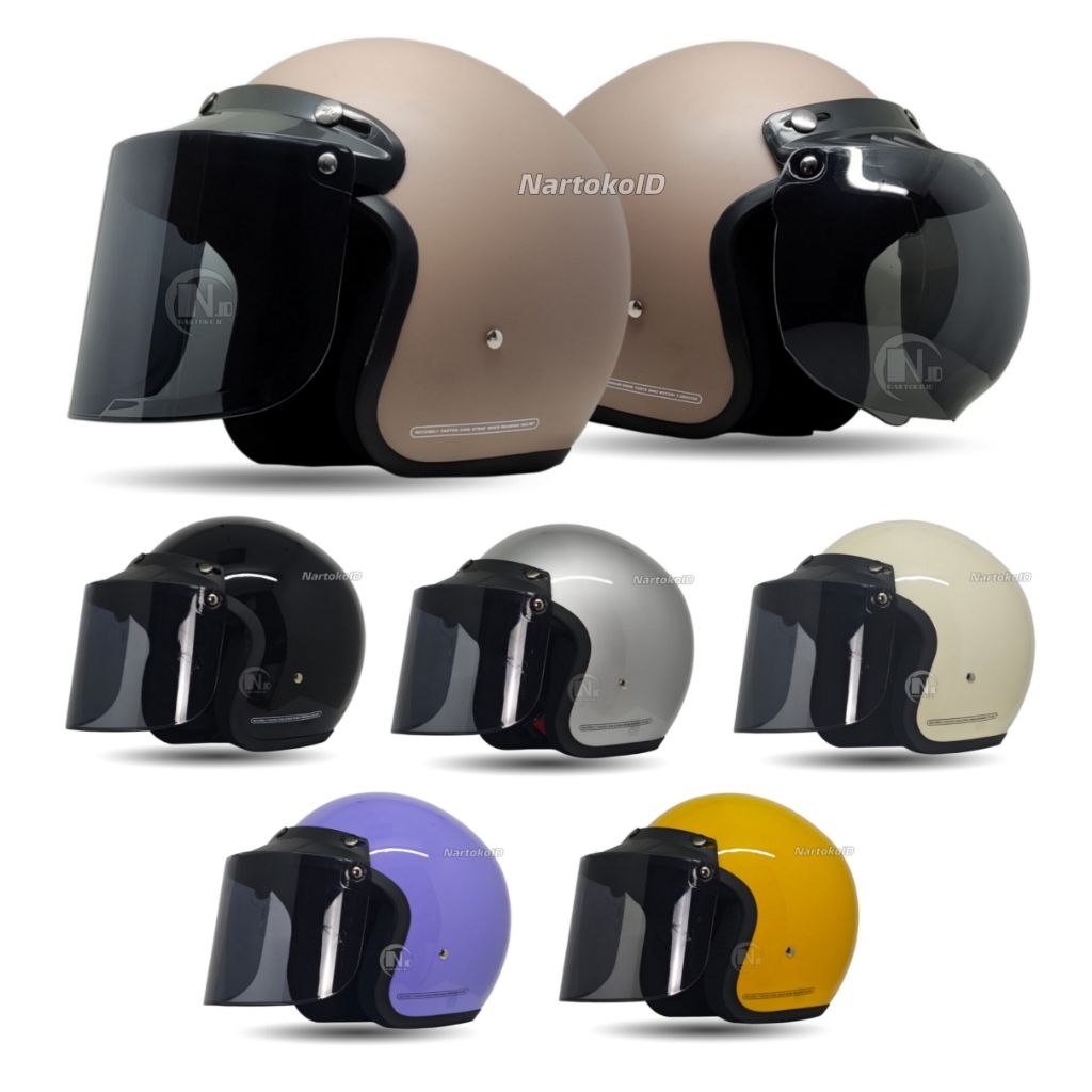 Jual Helm Bogo Retro SNI Full Leher Cewek Cowok Dewasa | Shopee Indonesia