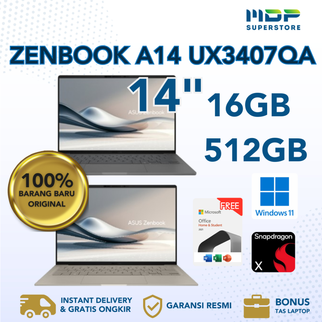 Jual LAPTOP ASUS ZENBOOK UX3407QA SNAPDRAGON 16/512GB 14 WIN11HOME+OHS ...