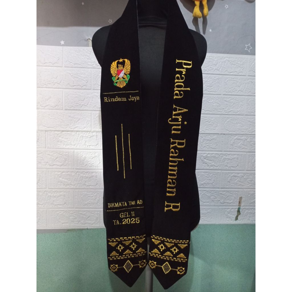 Jual slempang wisuda kalung batik TNI warna hitam (1 HARI JADI) custom ...