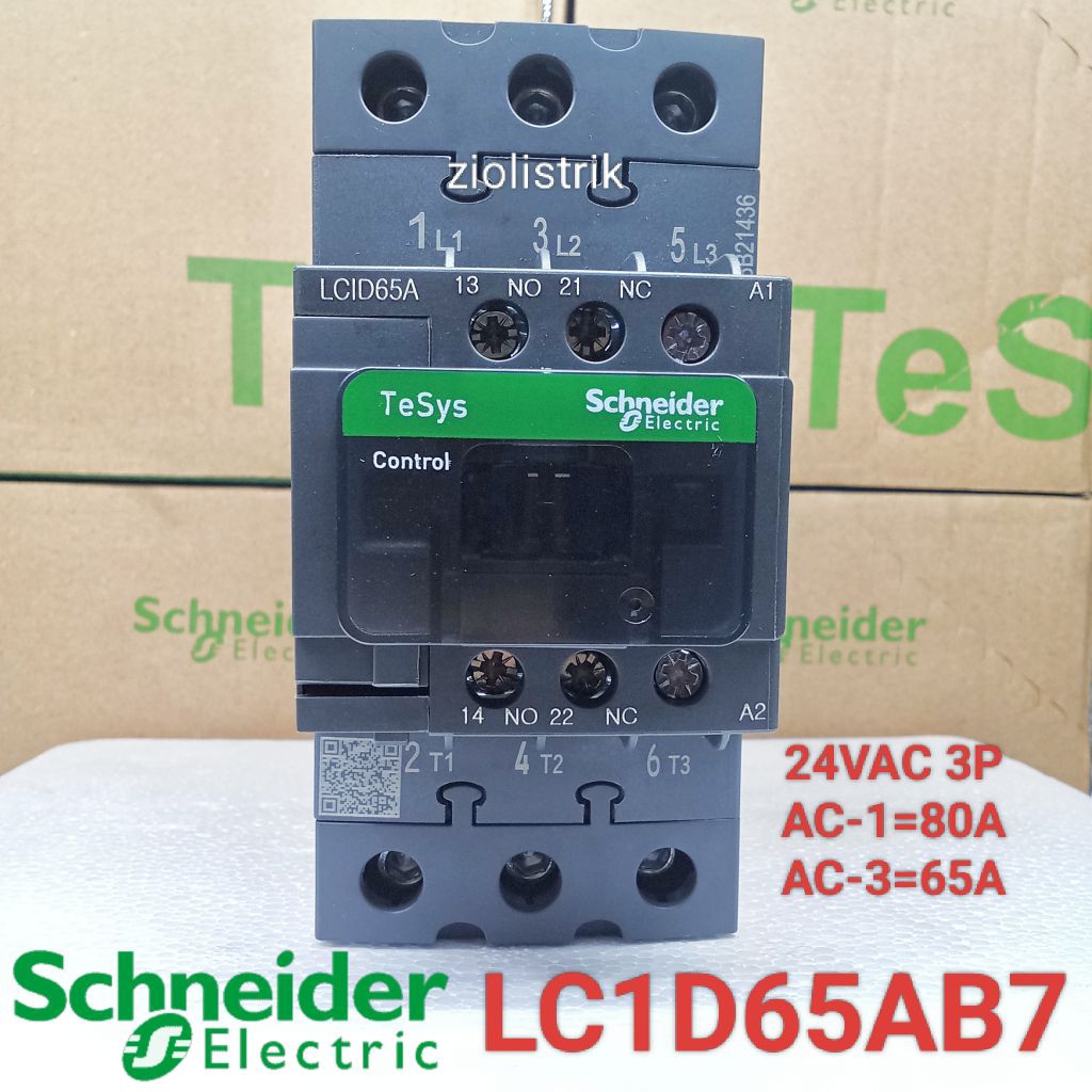 Jual kontaktor Contactor Schneider LC1D65AB7 / LC1D-65B7 24v 3p Kontaktor LC1D65A B7 24vac ...