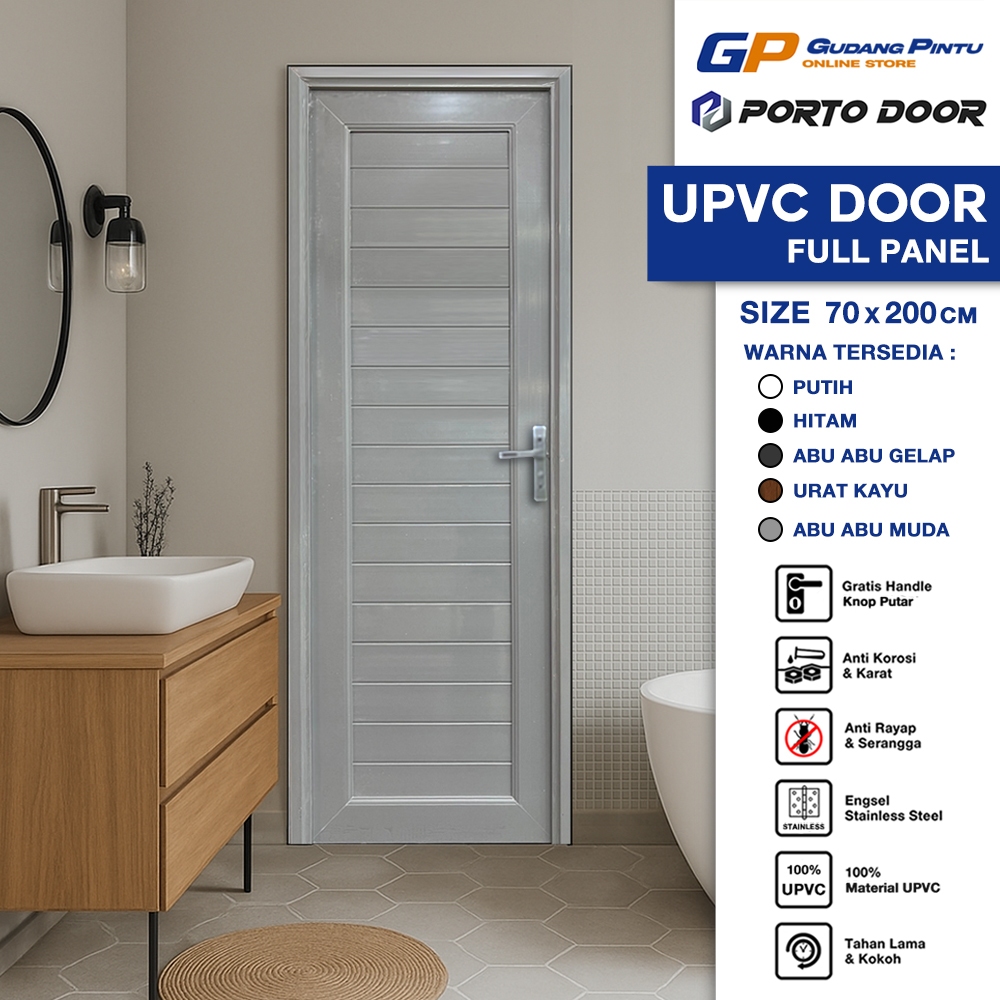 Jual PORTO DOOR PINTU UPVC 70X200 CM FULL PANEL/ PINTU KAMAR MANDI / WC ...