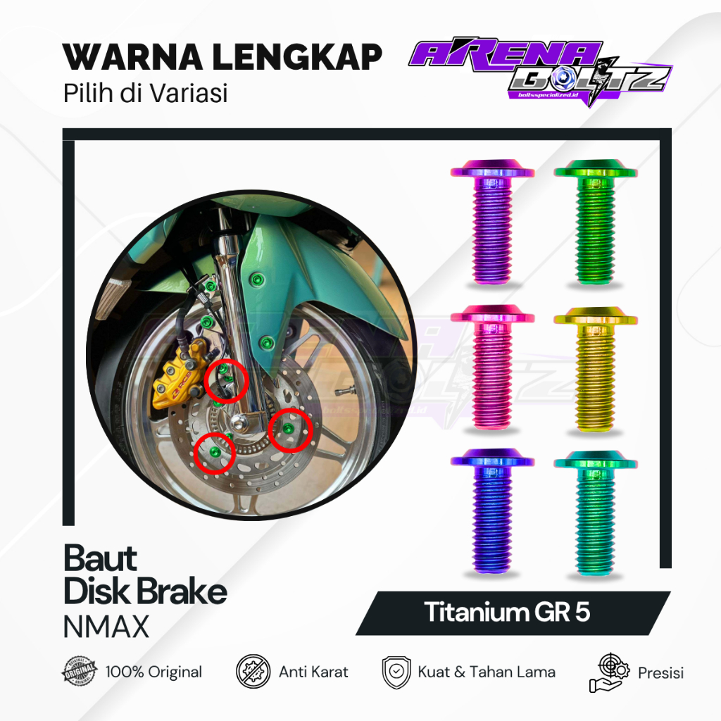 Jual Baut Disk Brake / Disc Brake / Piringan Cakram Nmax Titanium ...