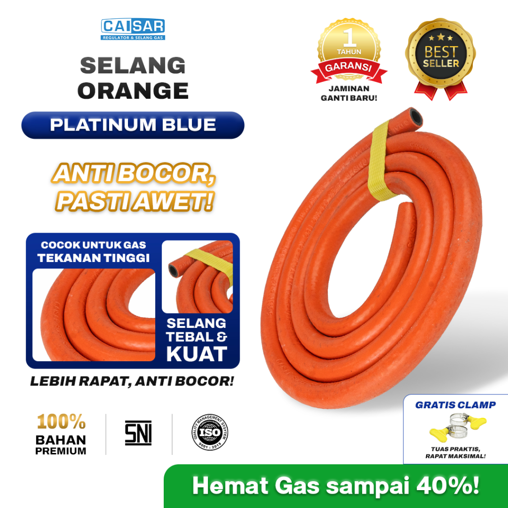 Jual CAISAR - Selang Gas Regulator Orange Tebal ANTI BOCOR | Anti Tikus ...