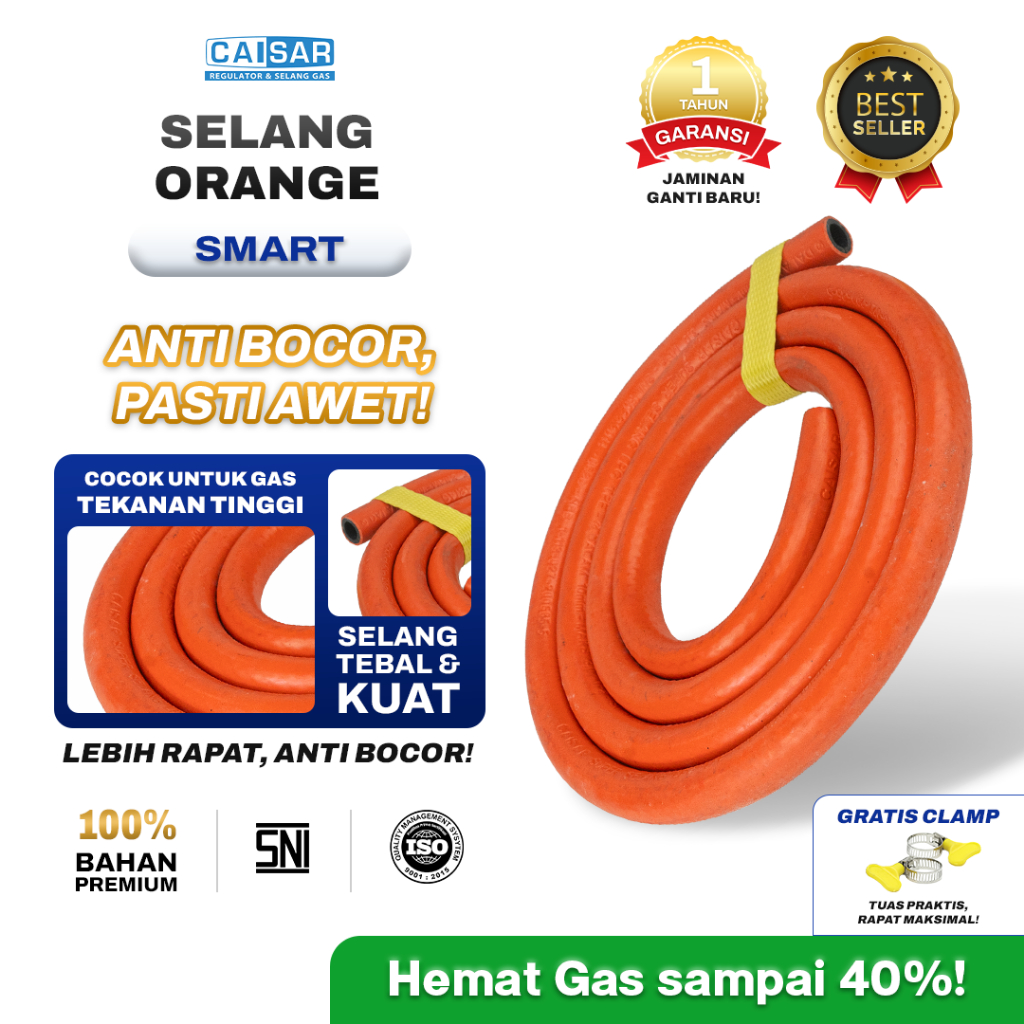 Jual CAISAR - Selang Regulator Gas 1,8M Orange Smart High Pressure ...
