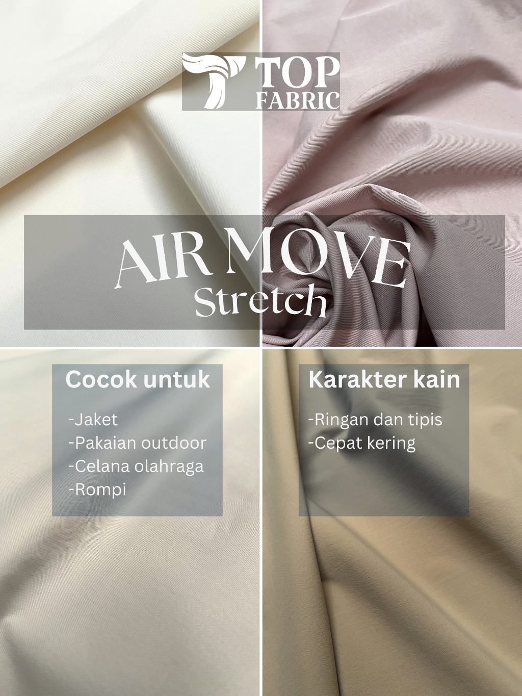 Jual Kain Air Move Stretch AirMove Parasut Micro Bahan Jaket dan celana ...
