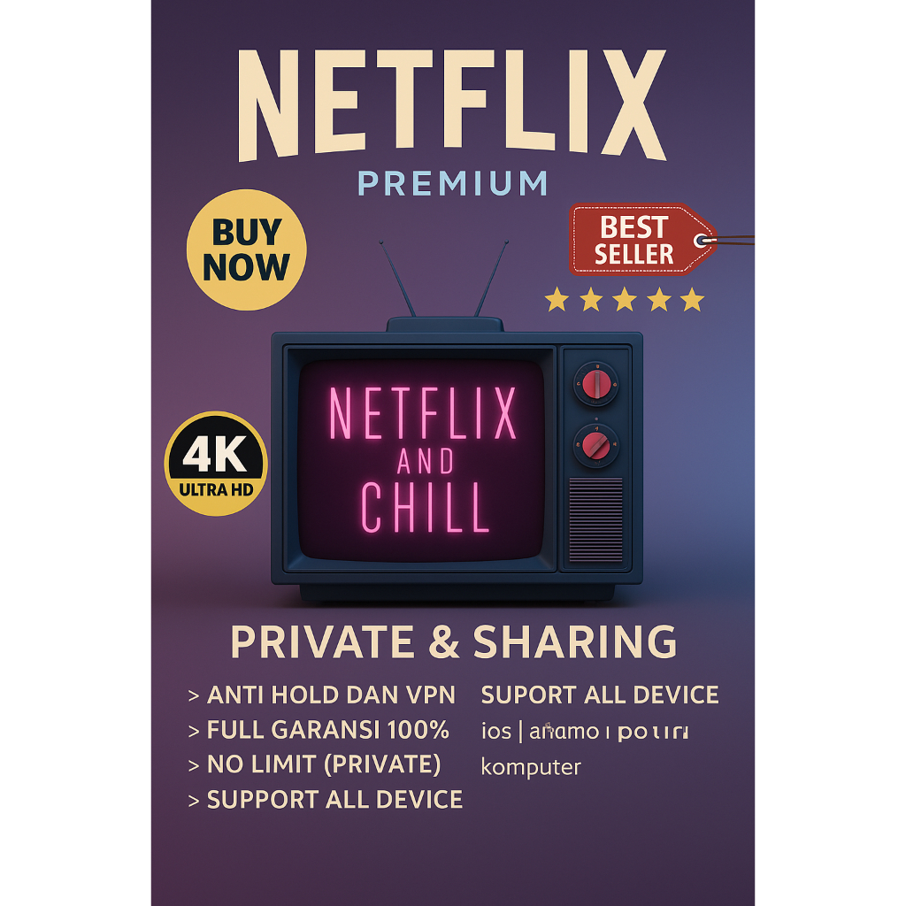 Jual NETFLIXX 4K 1-3 BULAN PREMiUM FULL GARANSI ANTI HOLD | Shopee Indonesia