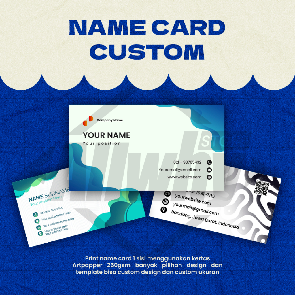 Jual Name Card Custom 1 sisi Free Template Design dan custom ukuran ...
