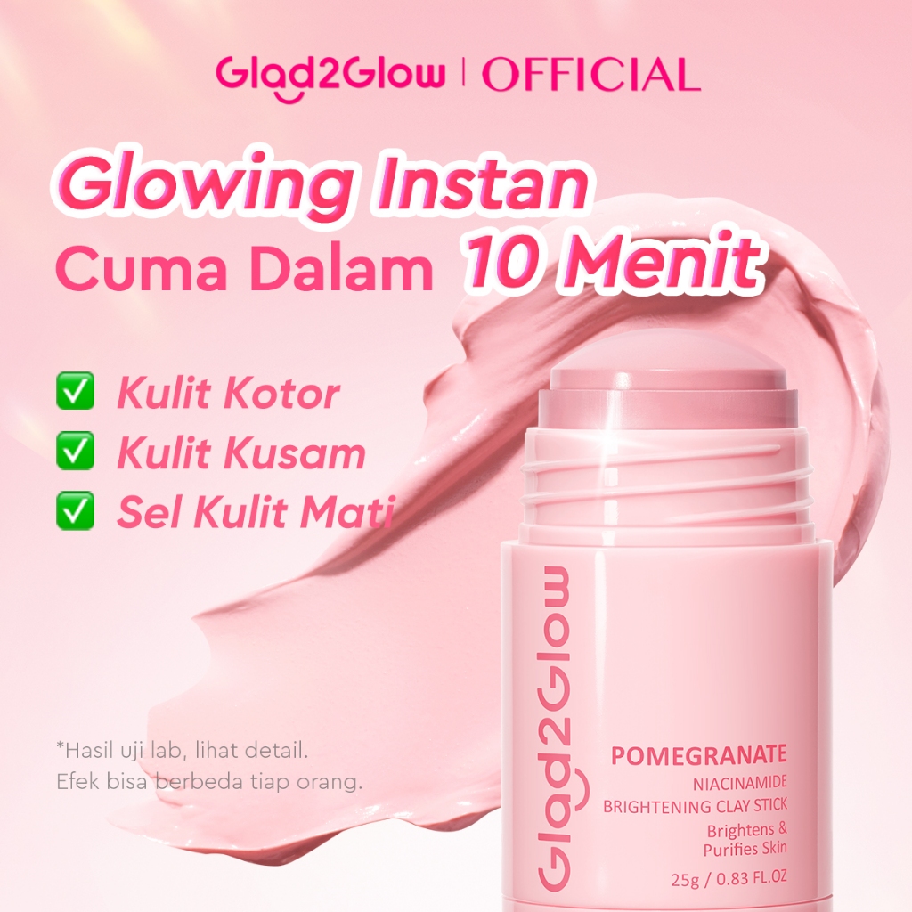 Jual Glad2Glow Pomegranate Niacinamide Brightening Clay Stick Masker Glad2Glow Masker Wajah ...