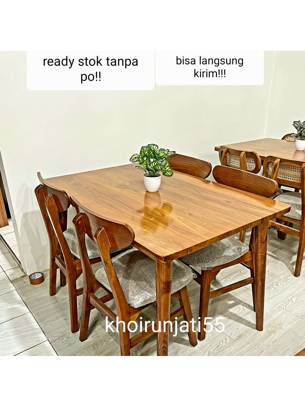 Jual Set Meja Makan kursi ropan 4 kursi kayu jati(TEBAL MEJA 3cm) | Shopee Indonesia