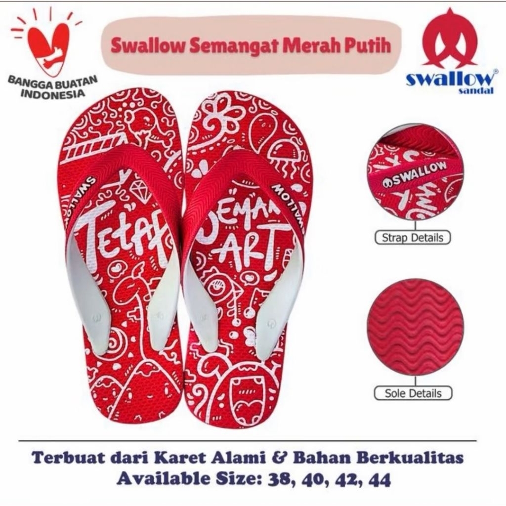 Jual Sandal Jepit Swallow Merah Putih HUT-RI 80 Limited Edition Tipe ...