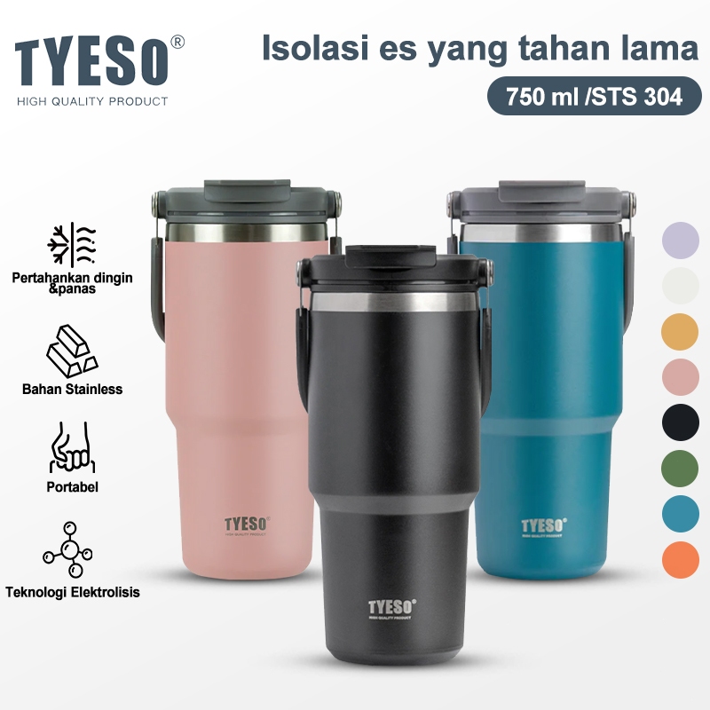 Jual TYESO TUMBLER Thermal 750ml - Double Vacuum Insulated Stainless Steel, Botol Minum Sport ...