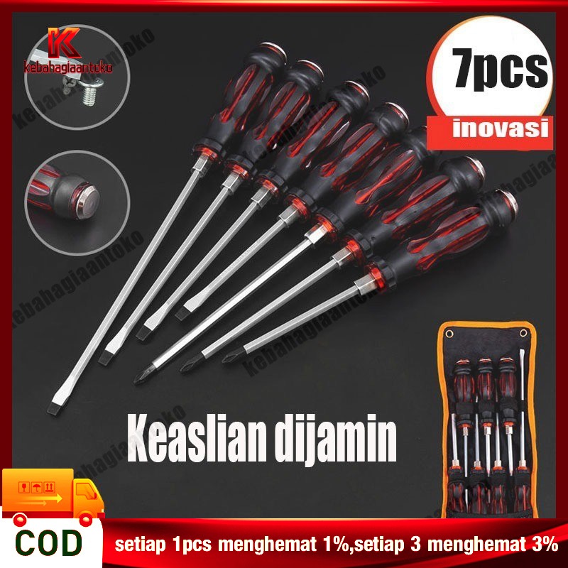 Jual 7Pcs Screwdriver Set With Magnetic Household Multifunctional Cross ...
