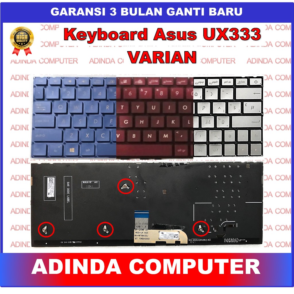 Jual Keyboard Asus Zenbook 13 UX333 UX333F UX333FA VARIAN RED-BLUE ...