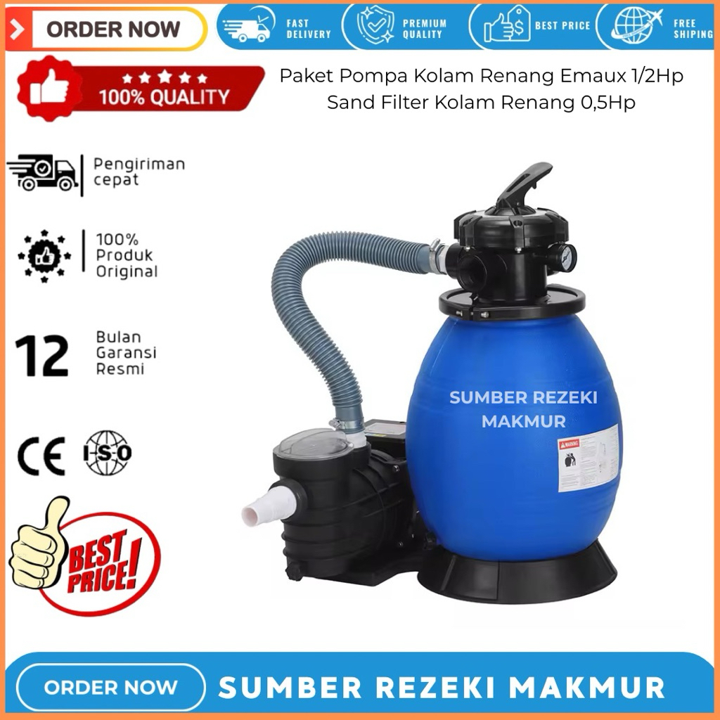 Jual Paket Pompa Kolam Renang Emaux 1/2Hp Sand Filter Kolam Renang 0 ...
