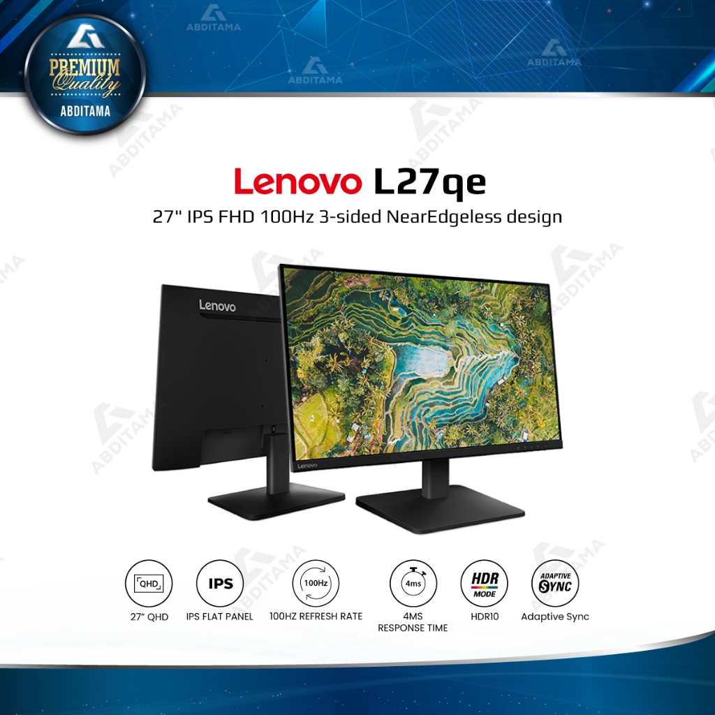 Jual Monitor LED Lenovo L27qe 27" IPS QHD 100Hz HDMI 2.1x2 DP 1.4x1 ...