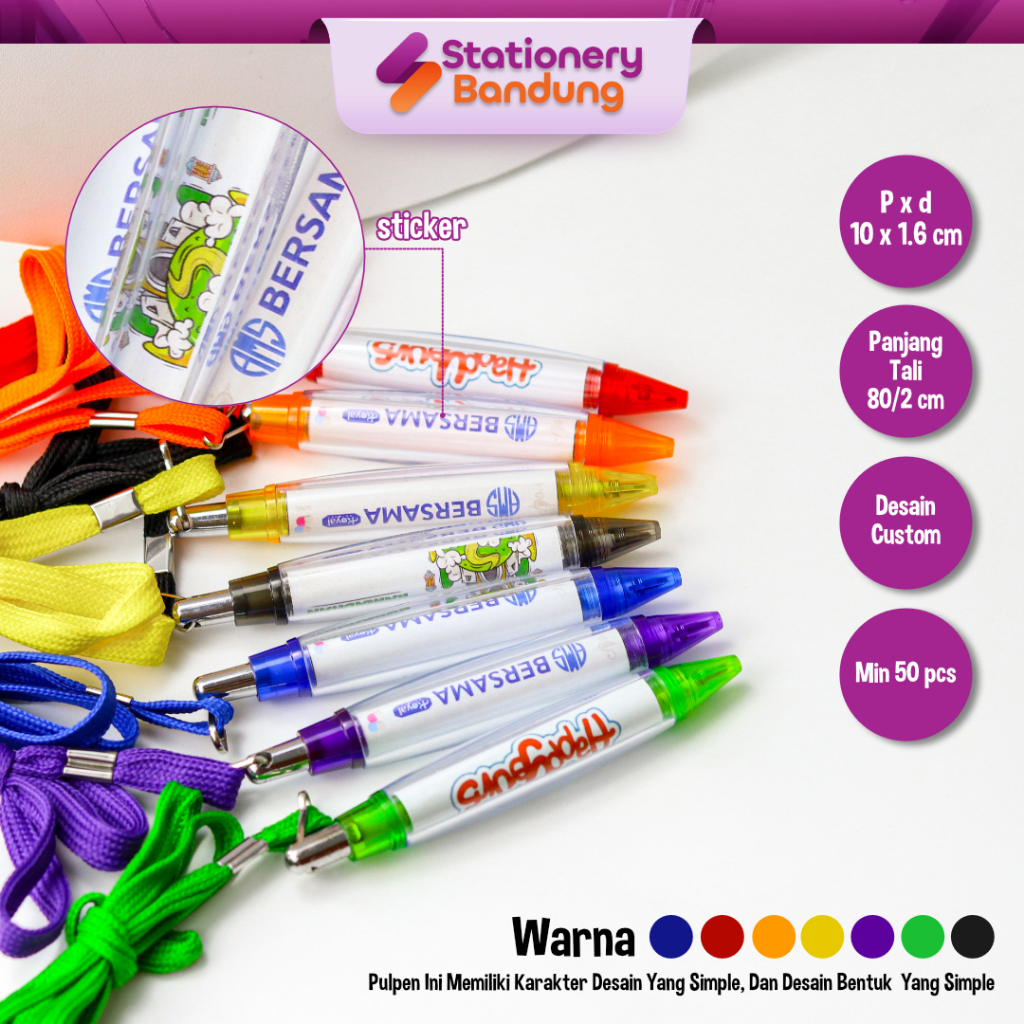 Jual Pulpen Ballpoint Cabe Custom Nama Logo Stiker Desain Sendiri Event ...