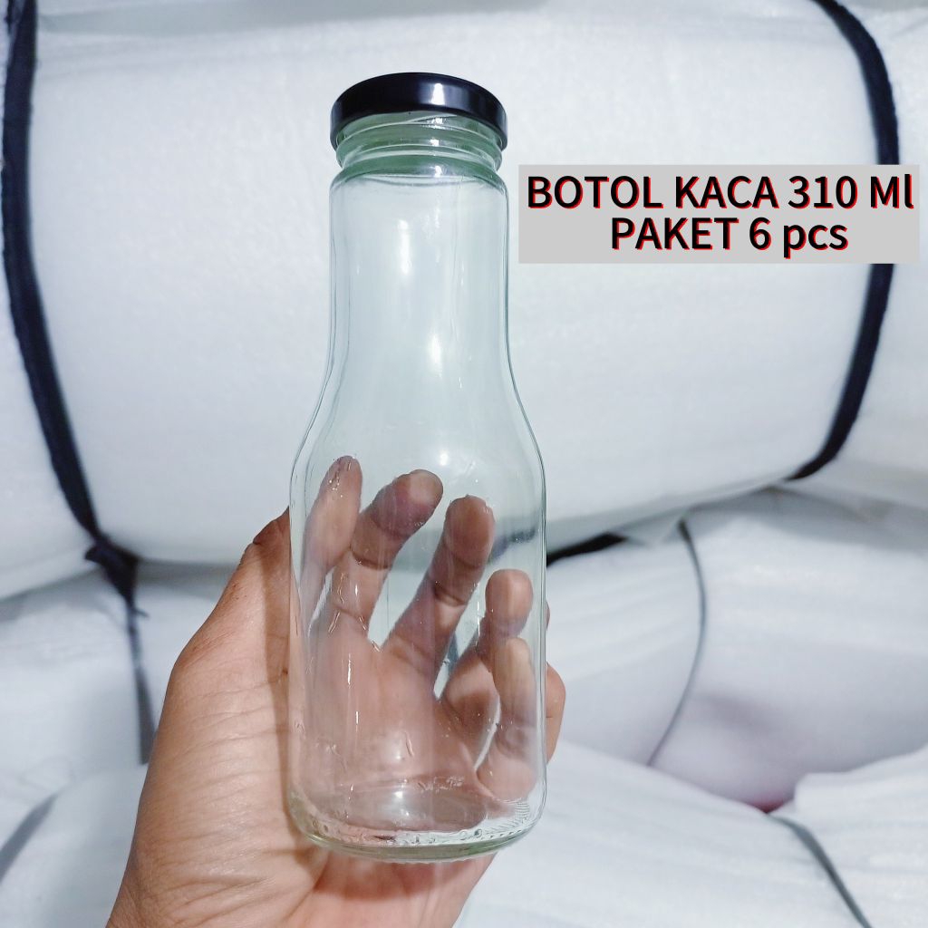 Jual Botol jus kaca 310 ml paket 6 pcs Botol kaca polos bening botol ...
