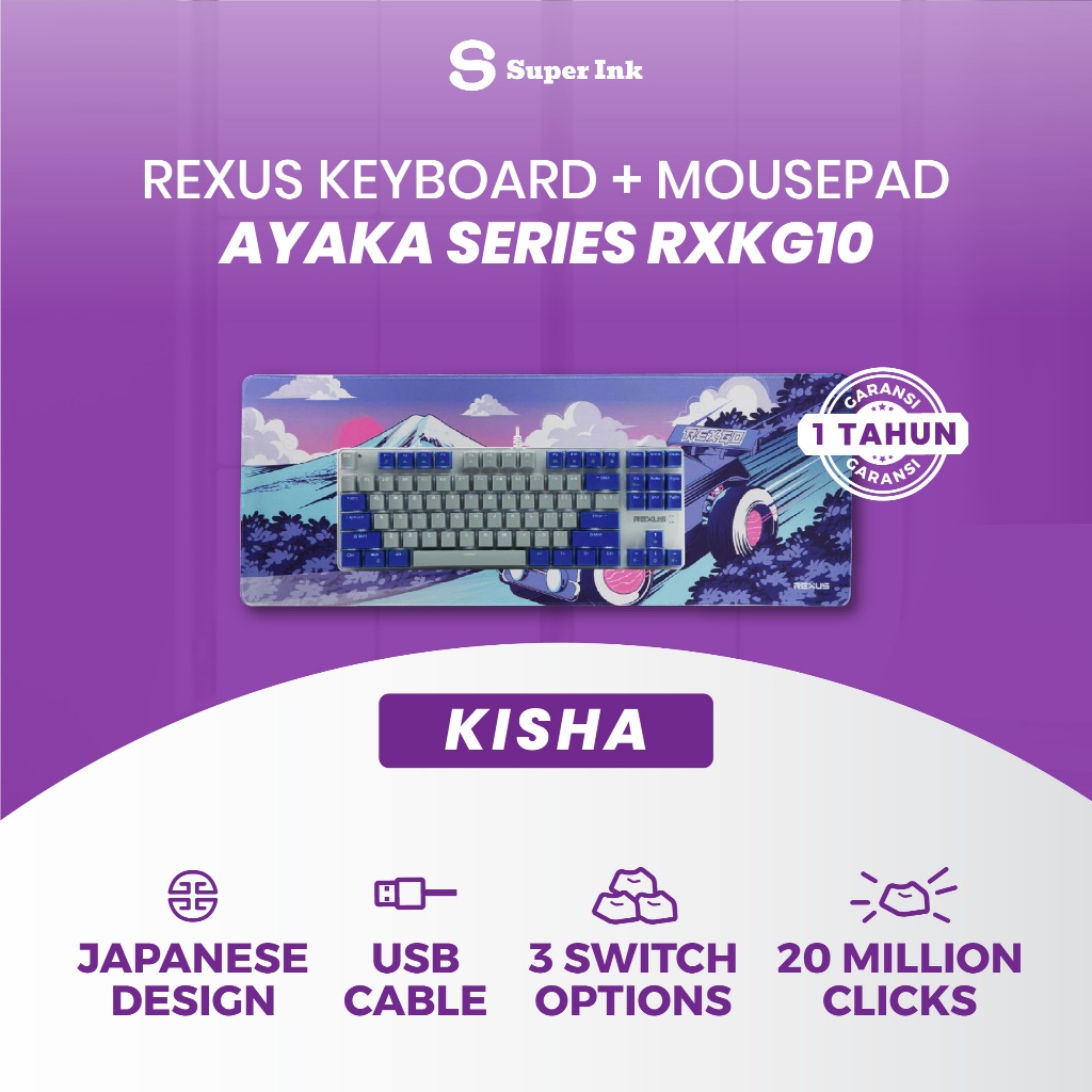 Jual Rexus Keyboard Gaming TKL Ayaka Series Kisha RX-KG10 + Mousepad ...