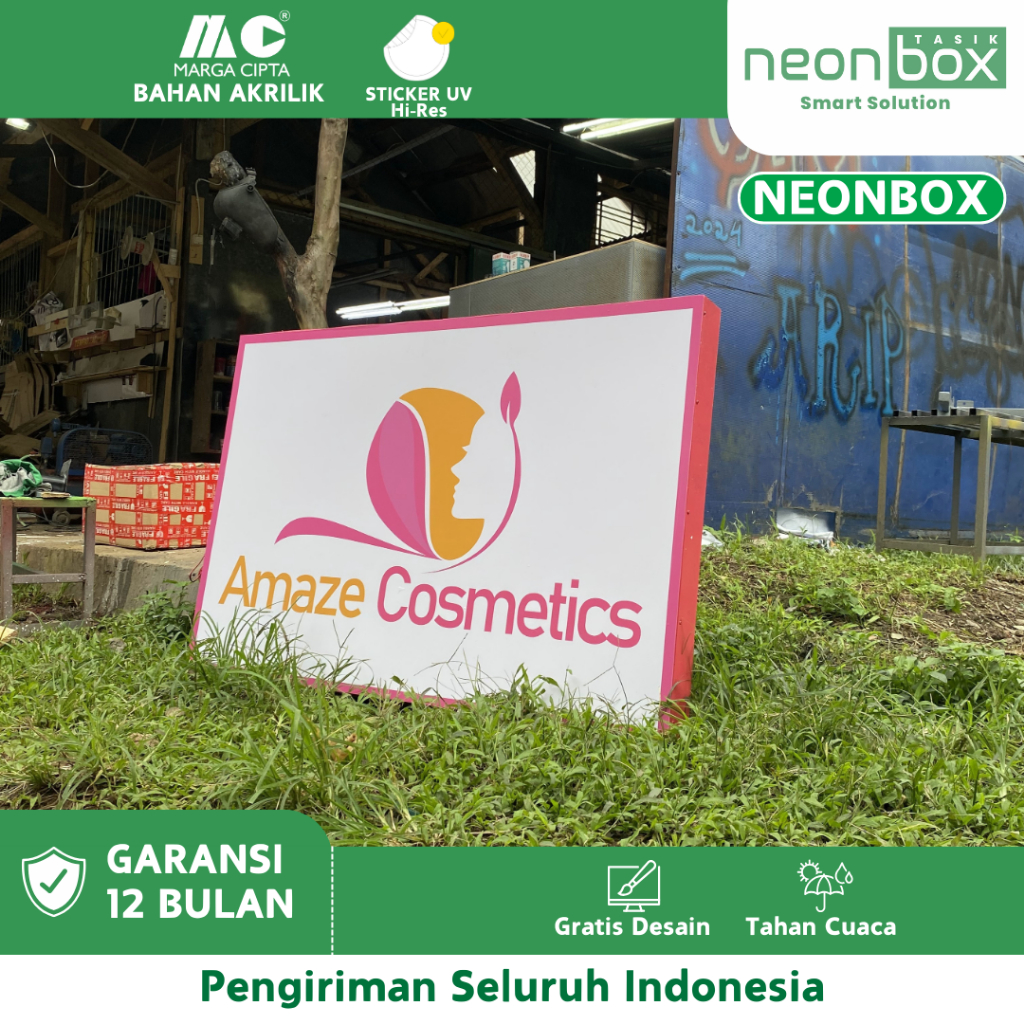 Jual Papan Nama Box Akrilik 2 Sisi Tanpa Lampu Neon Box Kotak Persegi ...
