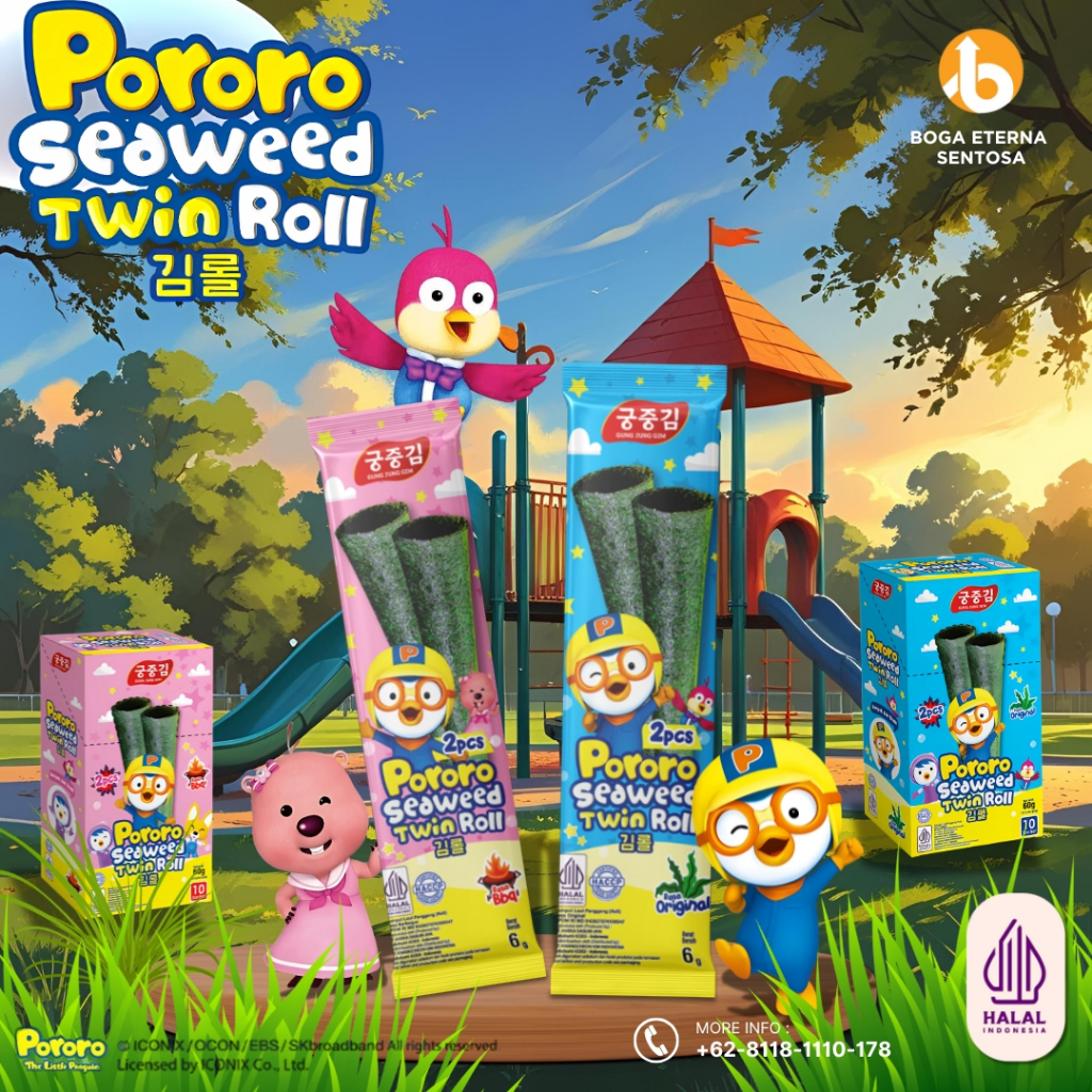 Jual Gung Jung Gim Pororo Nori Twin Roll 6gr 1 Box isi 10pcs Halal ...