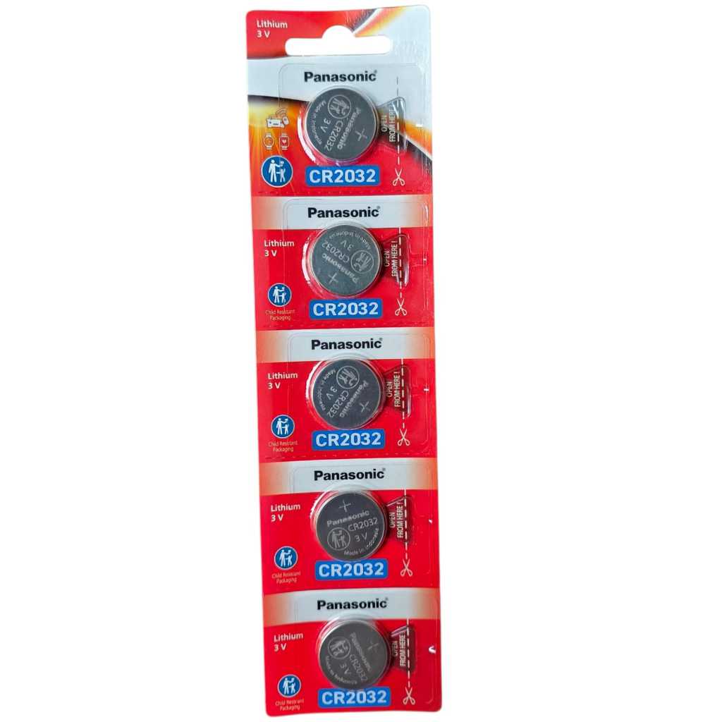 Jual ( LEMBARAN ISI 5 BIJI ) BATERAI CR 2032 PANASONIC ORIGINAL BATRE ...