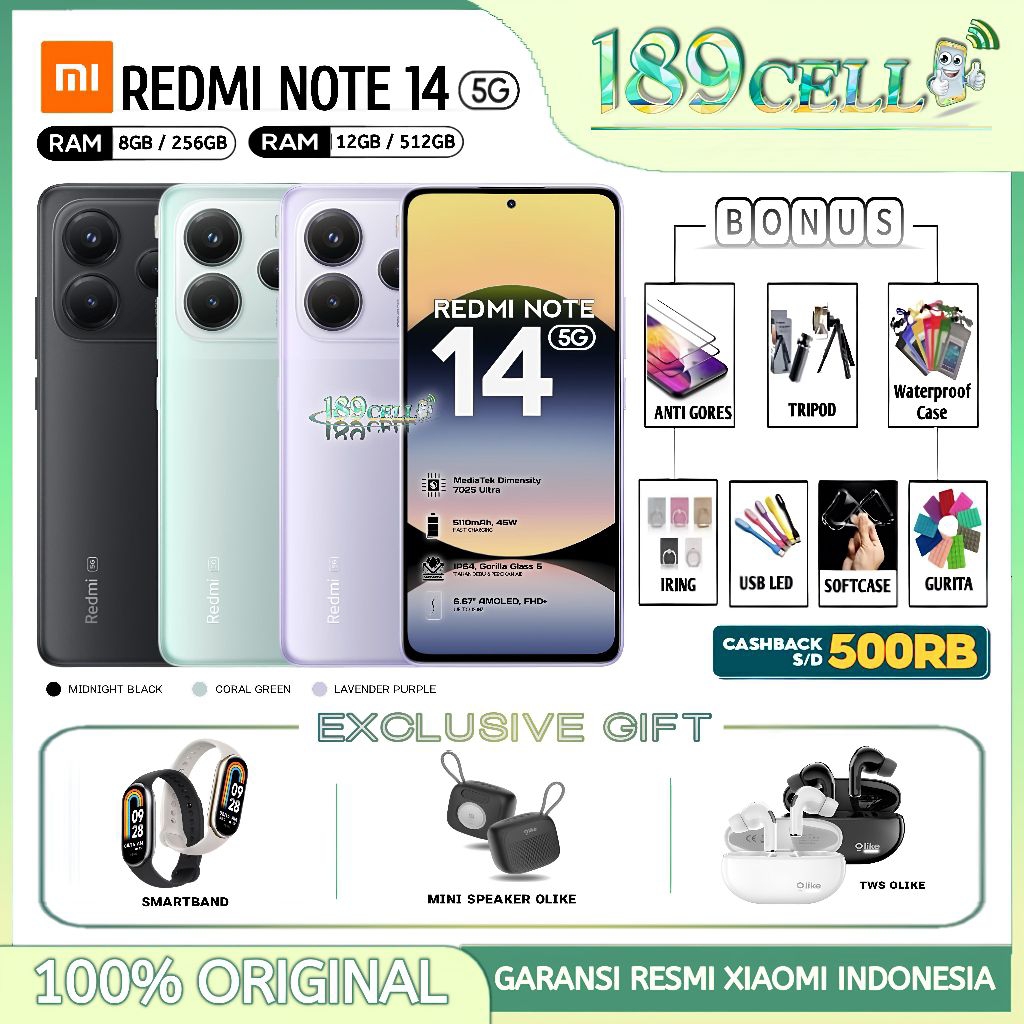 Jual XIAOMI REDMI NOTE 14 [5G] RAM 12/512GB 8/256GB | XIAOMI REDMI ...