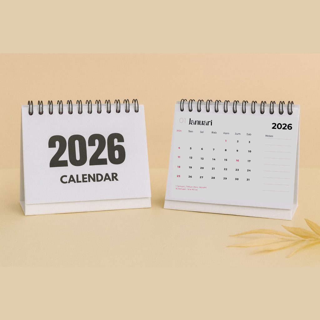 Jual Kalender Meja A6 Landscape 2026 Simple Minimalis Cocok Hadiah Unik ...