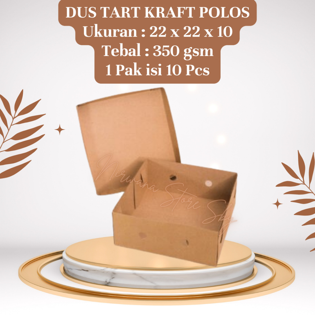 Jual (10 Pcs) Dus Tart Kraft Coklat Polos 22x22x10 / Dus Kue / Box ...
