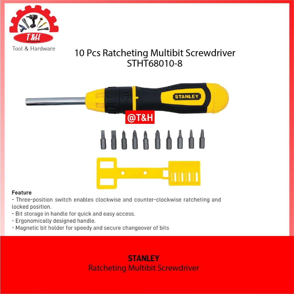 Jual Stanley STHT68010-8 Ratcheting Multibit Screwdriver / Obeng ...