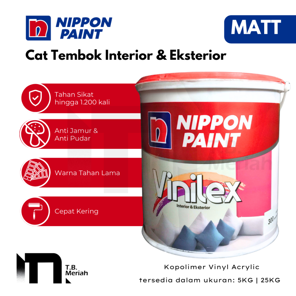 Jual Nippon Paint VINILEX 300 Cat Tembok Interior & Eksterior 5Kg ...