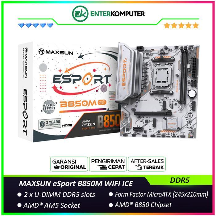 Jual MAXSUN eSport B850M WIFI ICE (AM5, AMD B850, DDR5, USB3.2, SATA3) | Shopee Indonesia