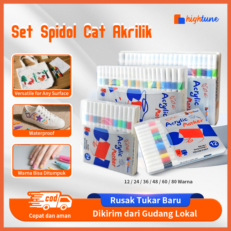 Jual Hightune Spidol Akrilik Marker Set 12/24/36/48/60/80 Warna Paint ...