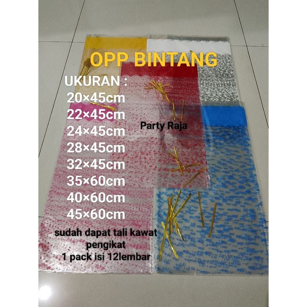 Jual OPP BINTANG Souvenir / Kantong Plastik Snack + Tali kawat Pengikat ...