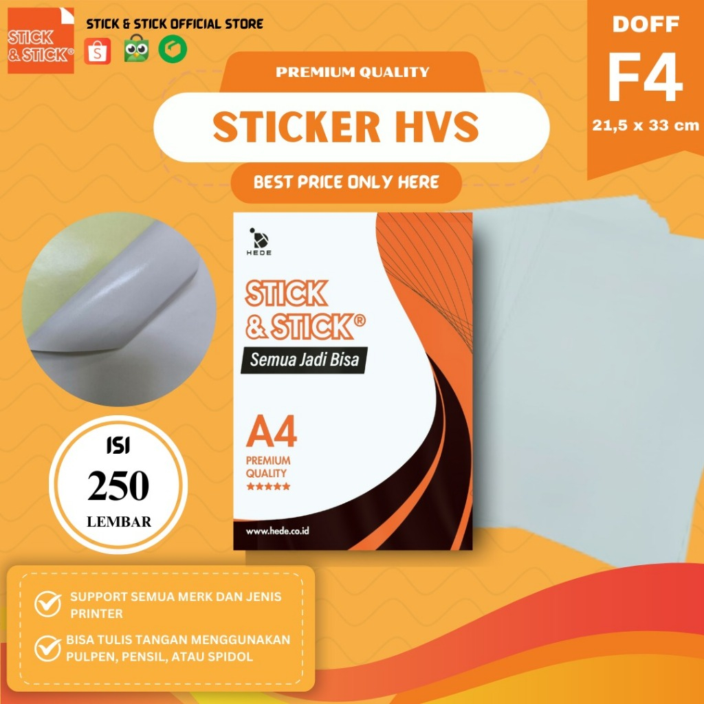 Jual F4 FOLIO STICKER HVS DOFF ULTIMATE ISI 250 LEMBAR / Bisa Tulis Tangan, Label Produk, Stiker ...