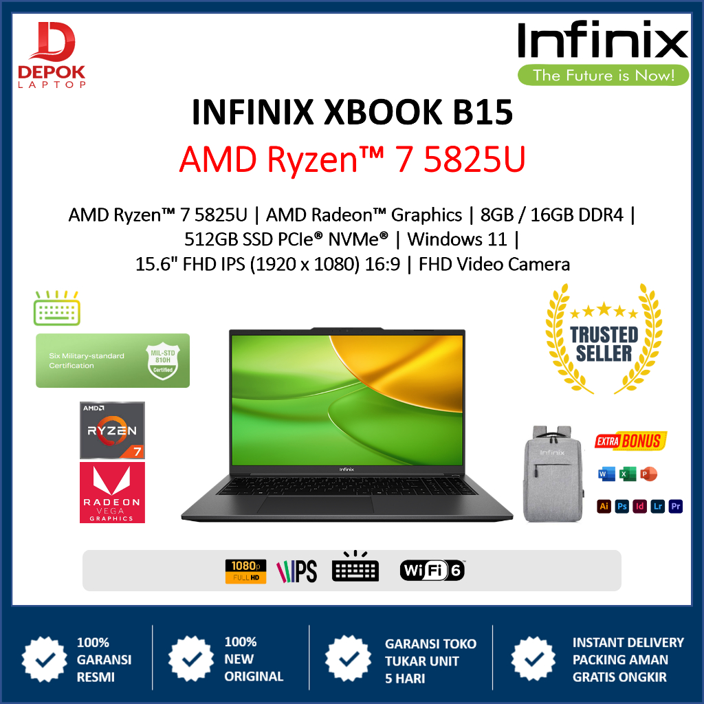 Jual LAPTOP Infinix XBook B15 AMD RYZEN 7 5825U 16GB 512GB SSD Windows ...