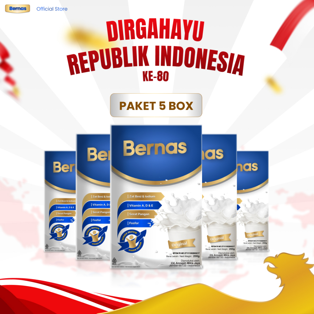 Jual BERNAS - Paket 5 Box - Susu Sumber Protein dan Kalsium - Rasa ...