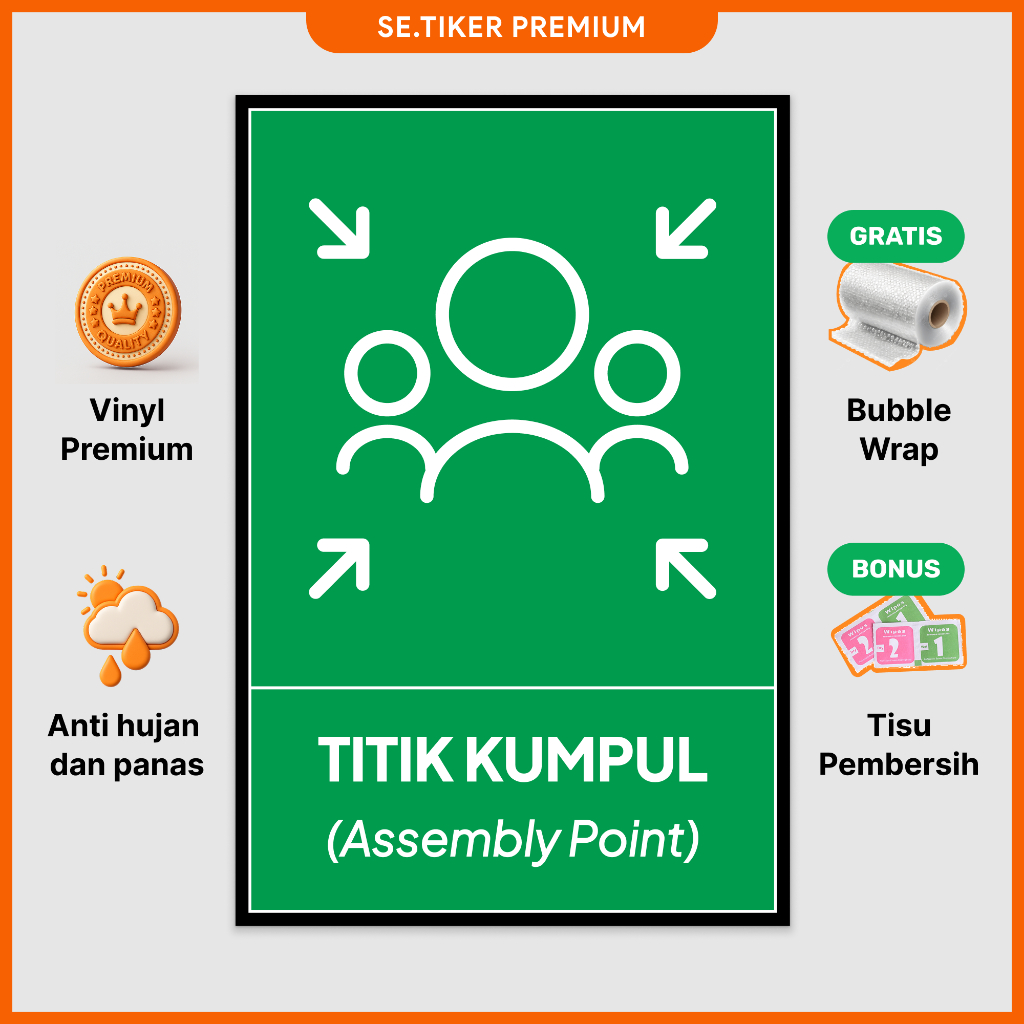Jual Stiker Titik Kumpul - Assembly Point - Sign Titik Kumpul - Sticker ...