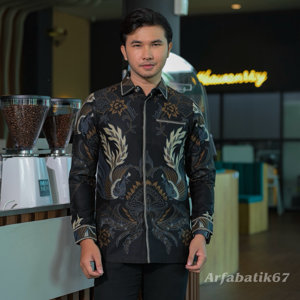 Jual KEMEJA BATIK SMOCK BORDIR PRIA Katun prima premium lengan panjang ...