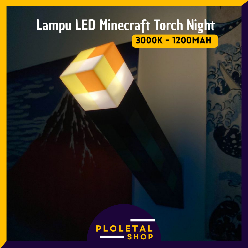 Jual Lampu LED Minecraft Torch Night Light Recharge Warm White Handle ...